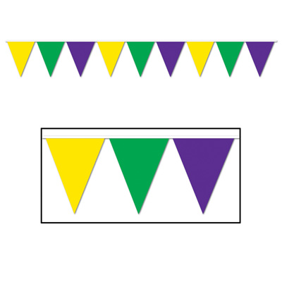 Golden-Yellow, Green and Purple Indoor/Outdoor Pennant Banner