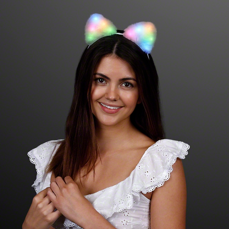 Multicolor LED Fluffy Cat Ear Headbands